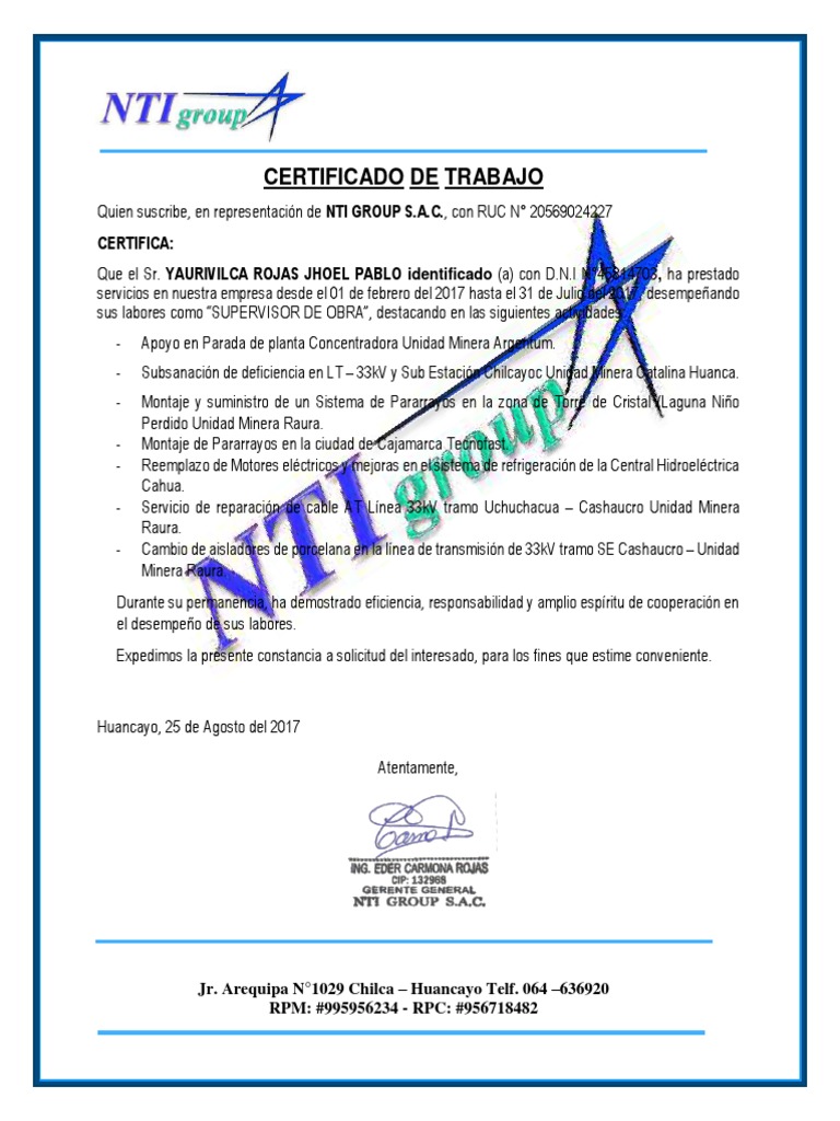 Certificado Nti | PDF