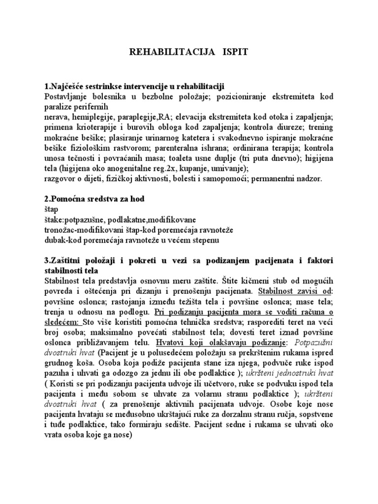 Rehabilitacija Ispit | PDF