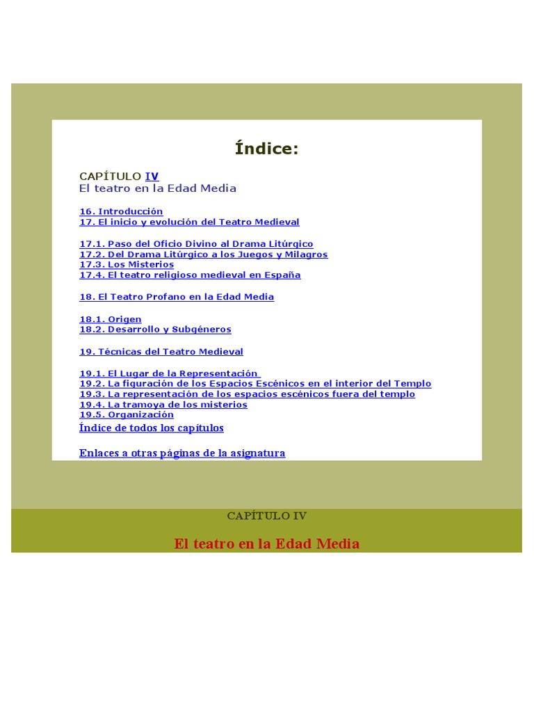 Teatro medieval: De lo religioso a lo profano | PDF | Teatro | Edades ...