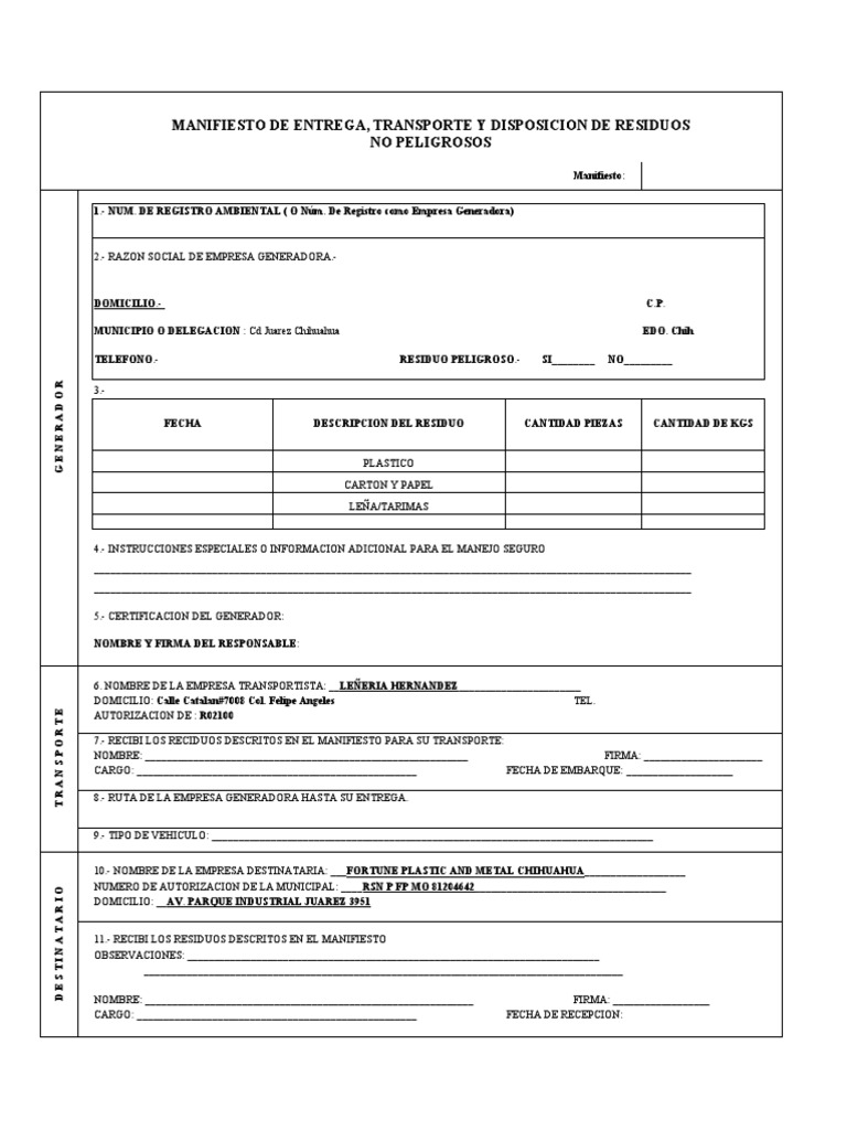 Machote Para Manifiesto Pdf