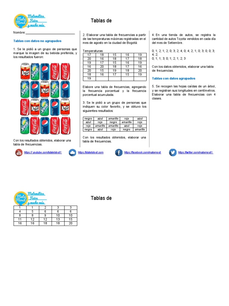 Tablas de Frecuencias Ejercicios Propuestos PDF | PDF