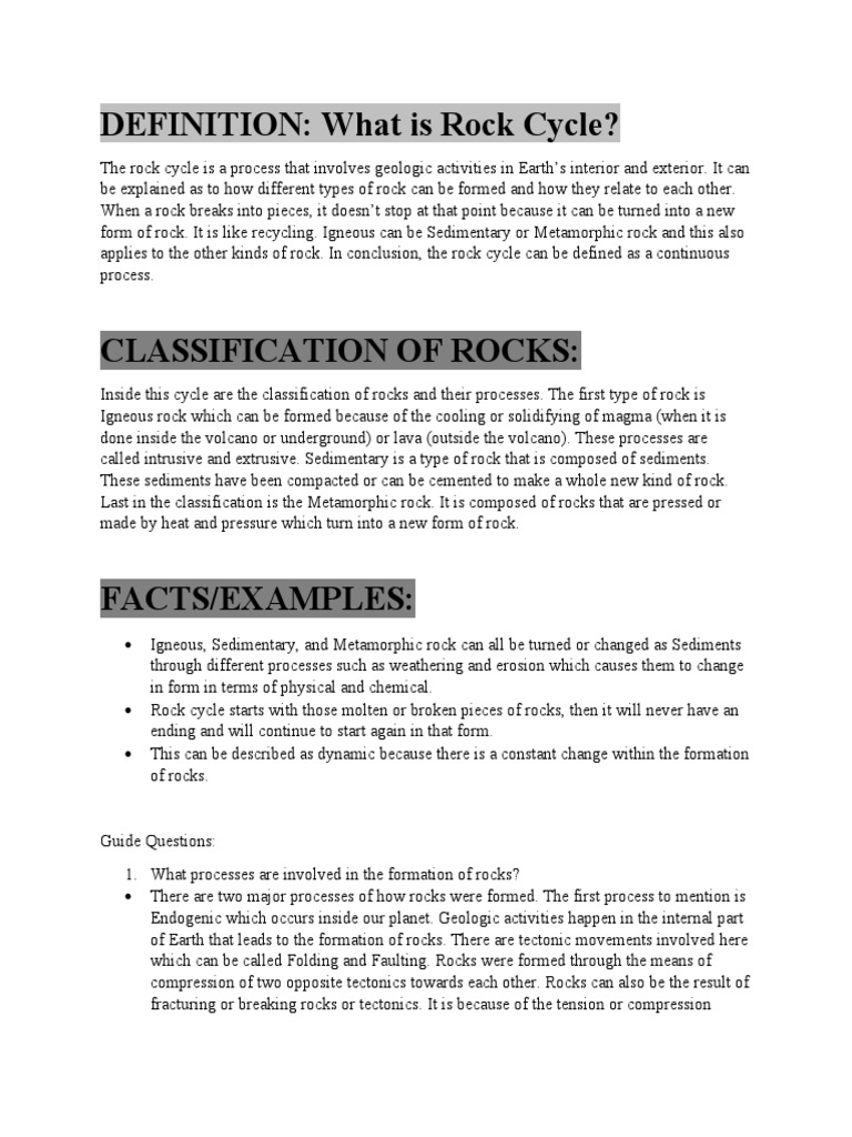 Rock Cycle Frayer Model | PDF | Rock (Geology) | Igneous Rock