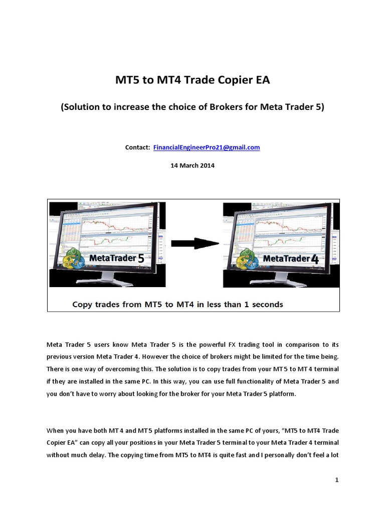 MT5 To MT4 Trade Copier Instruction-V1.1 | PDF | Screenshot | Software