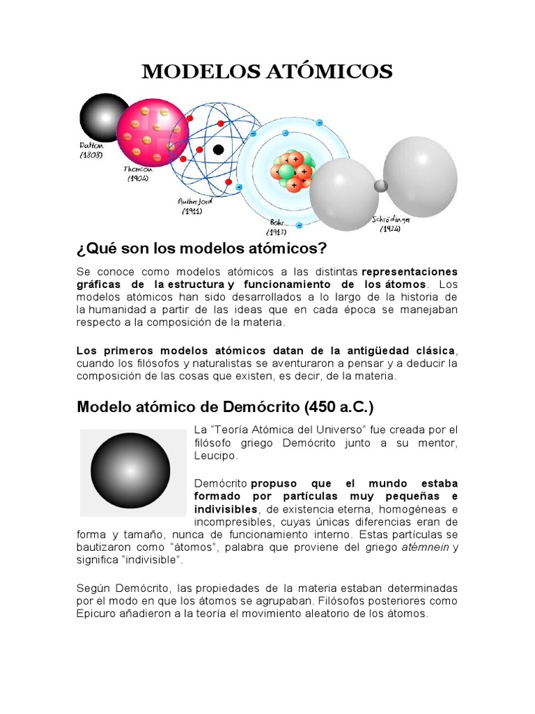 Modelos Atómicos | PDF | Átomos | Electrón