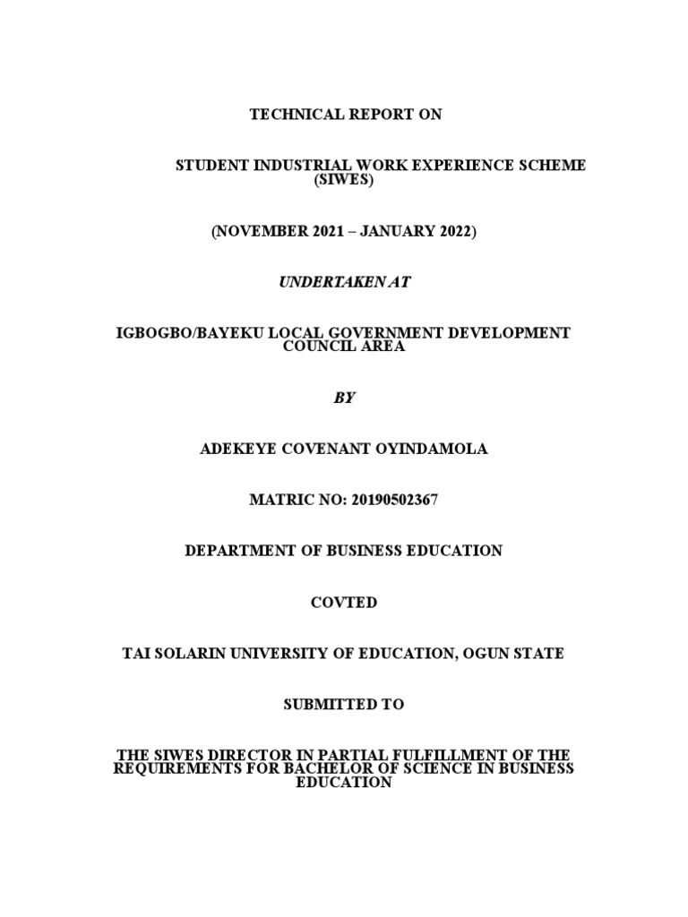 My Siwes Report | PDF | Human Resources | Human Resource Management