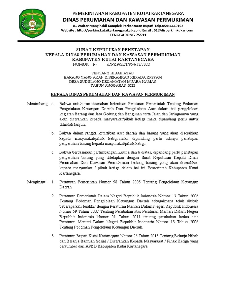 SK HIBAH Desa Sedulang | PDF