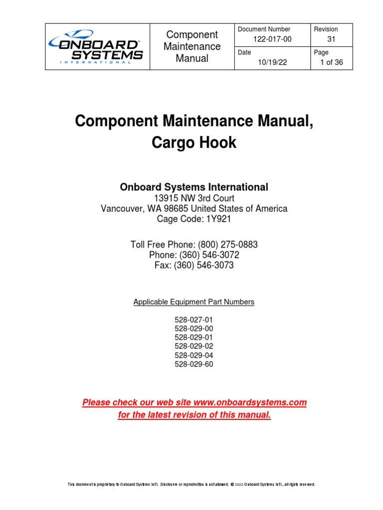 Component Maintenance Manual, Cargo Hook | PDF | Electrical Connector ...