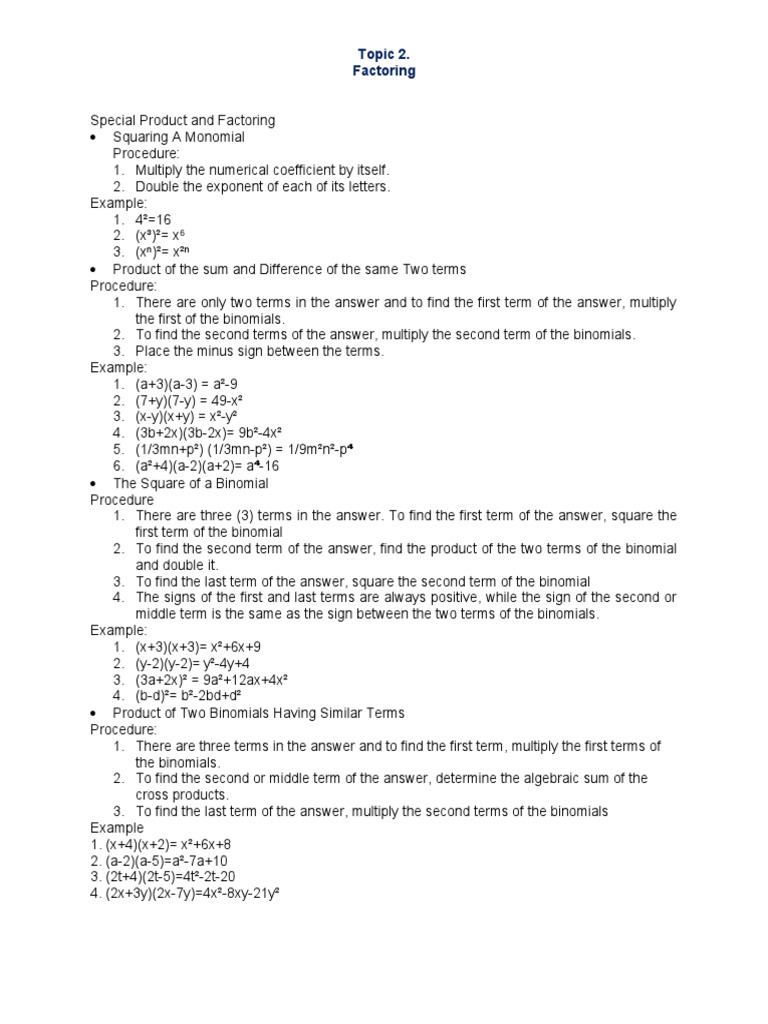Factoring PDF Factorization Polynomial