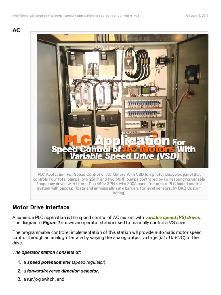 PLC Application For Speed Control of AC Motors With Variable Speed VS ...