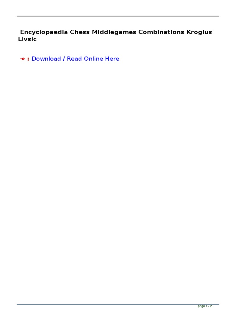 Encyclopaedia Chess Middlegames | PDF | Dodge | Industries