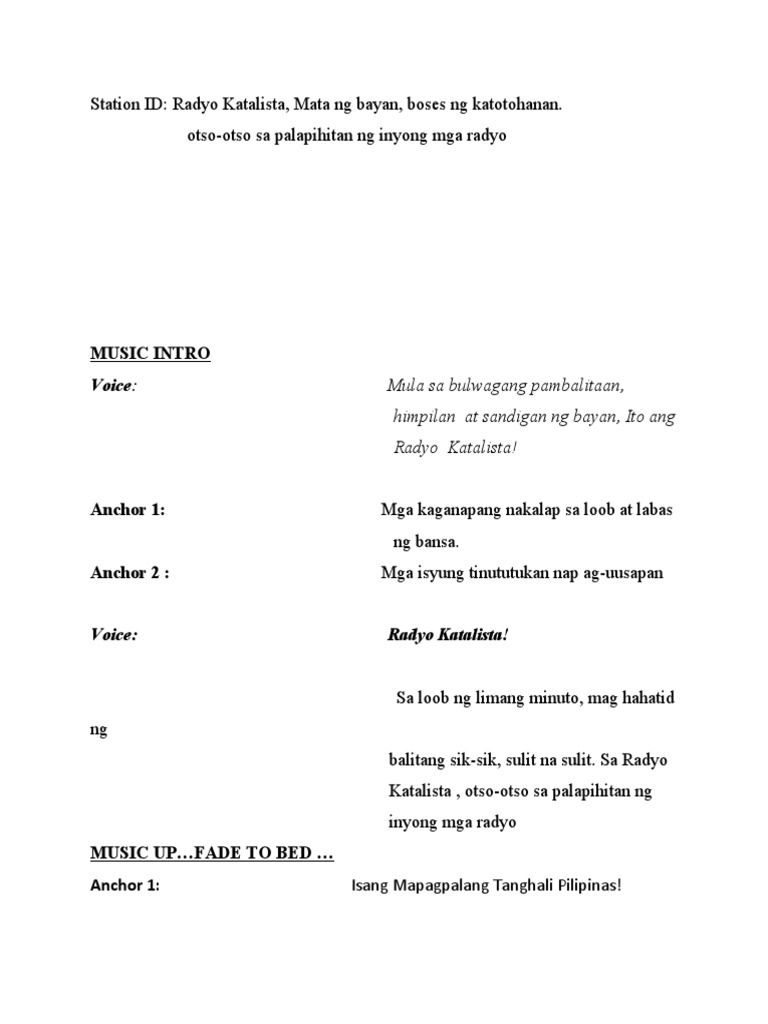 Radio Broadcasting Script | PDF