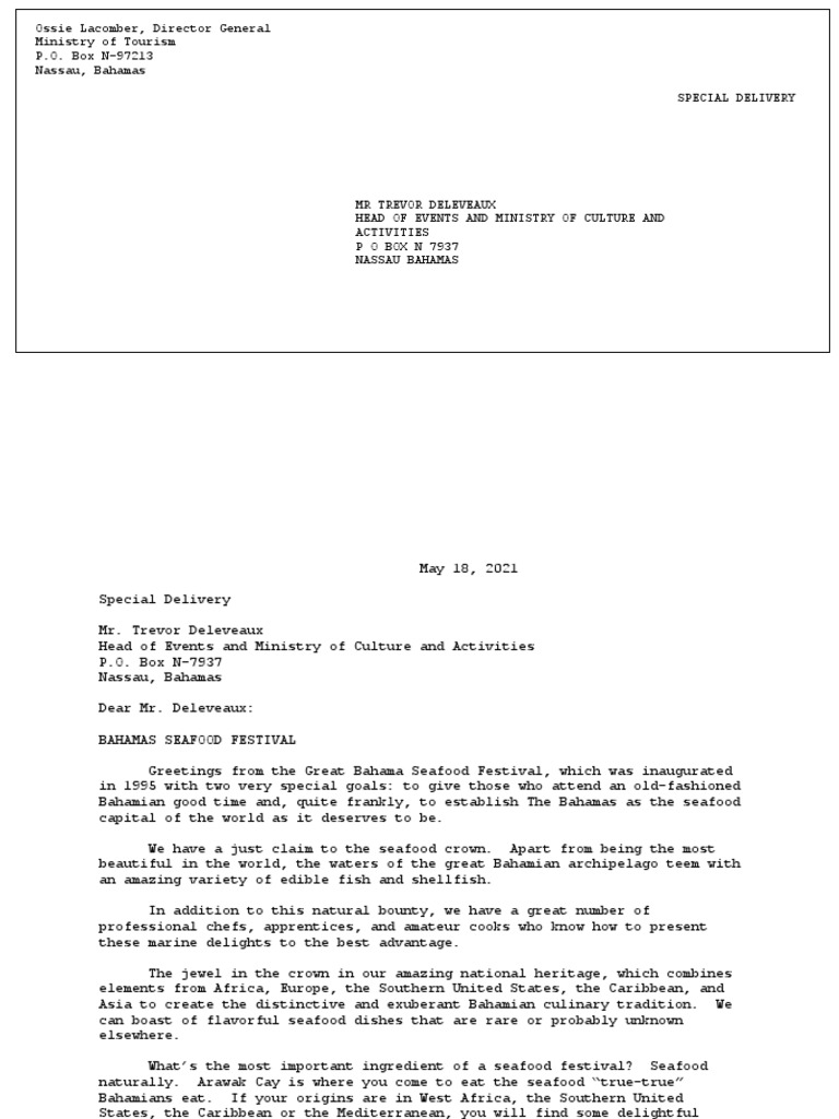 Keyboarding 2007 Paper 2 Task 1 Two Page Letter | PDF | The Bahamas | Foods