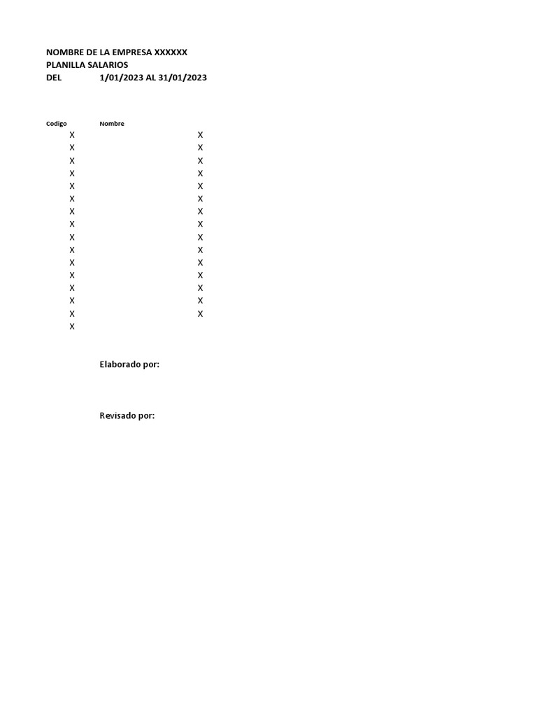 Formato de Planilla 2023 | PDF