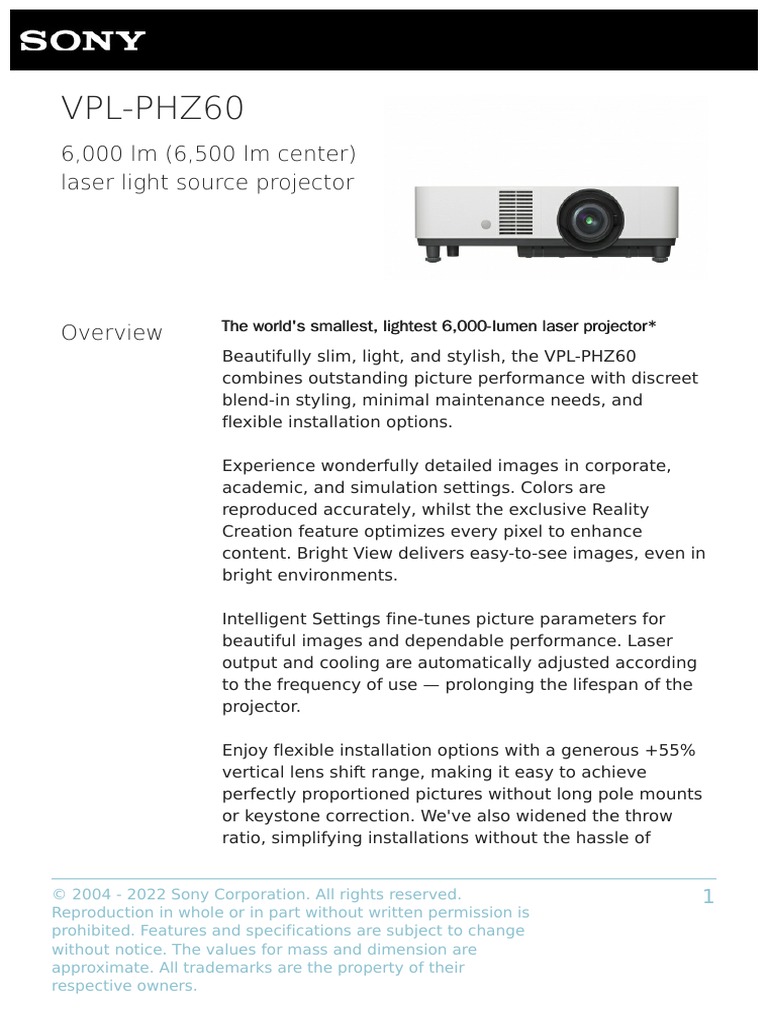 VPL PHZ60 | PDF | Hdmi | Video