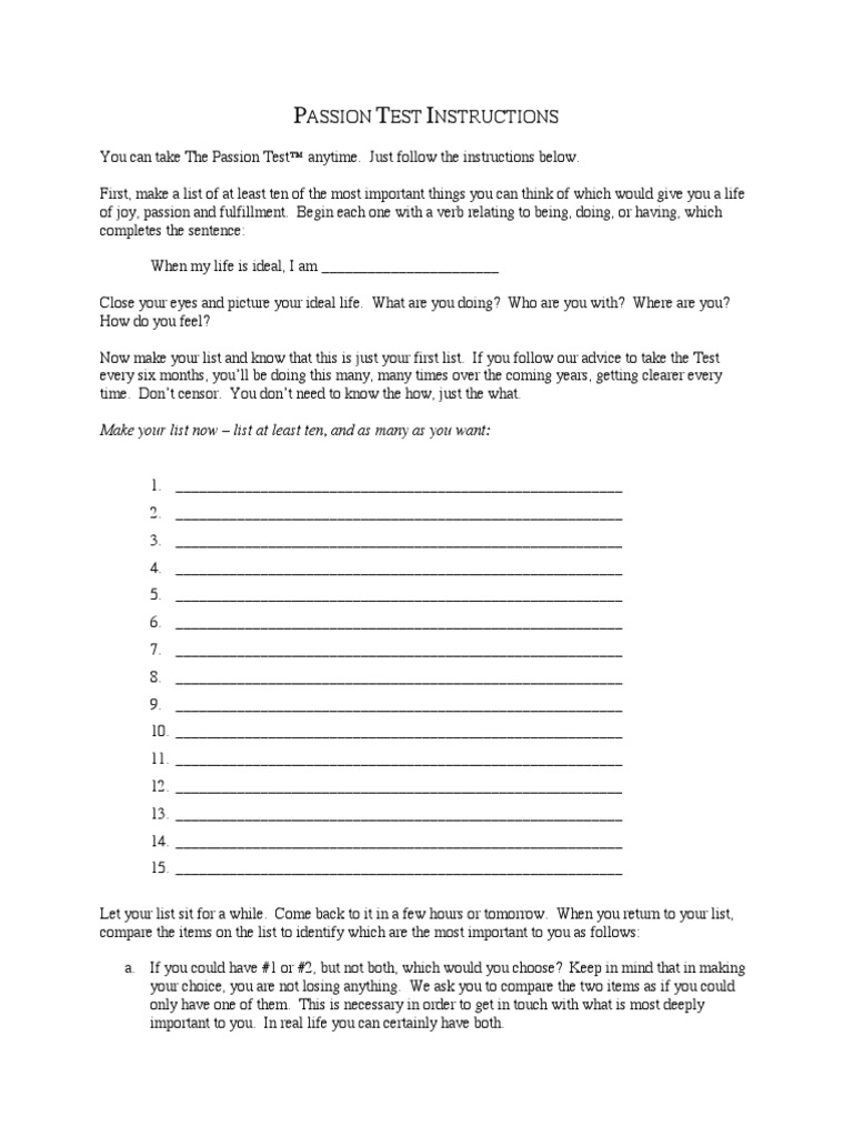 Passion Test | PDF