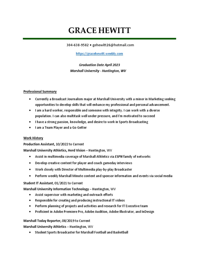 Grace Hewitt Resume | PDF | Communication