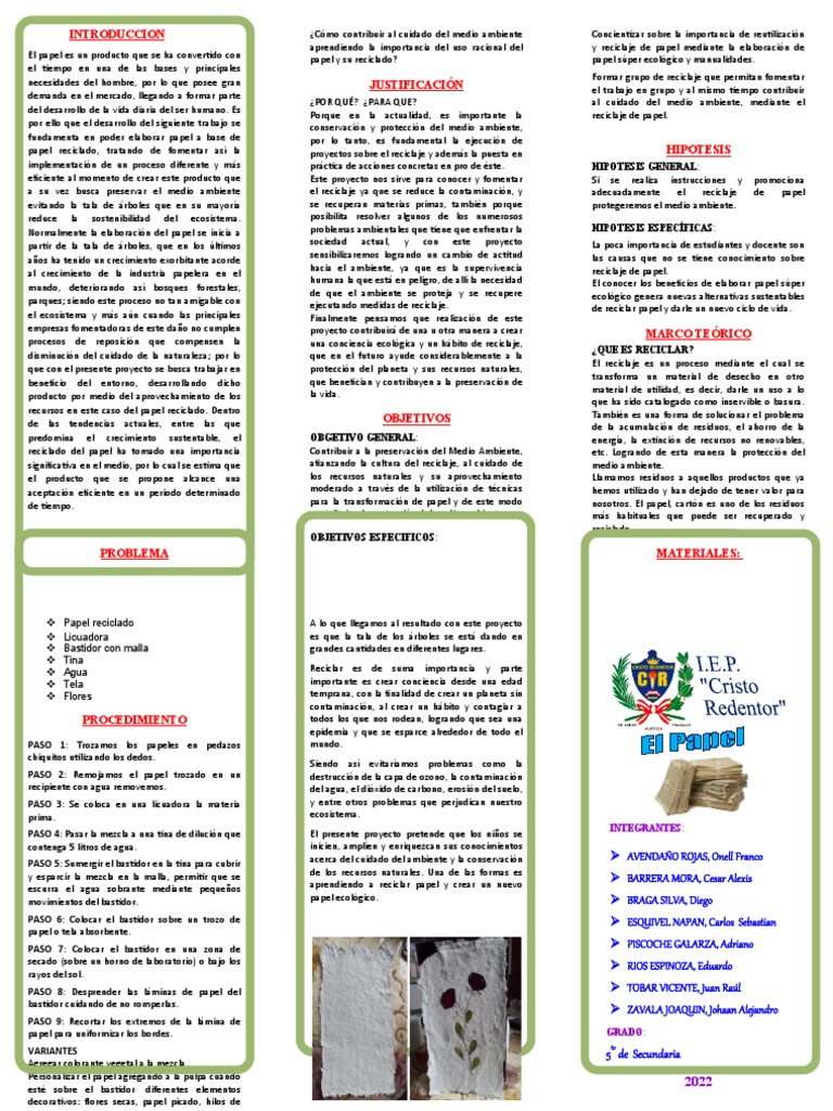 Concientizando sobre la importancia del reciclaje de papel a través de la elaboración de papel ...