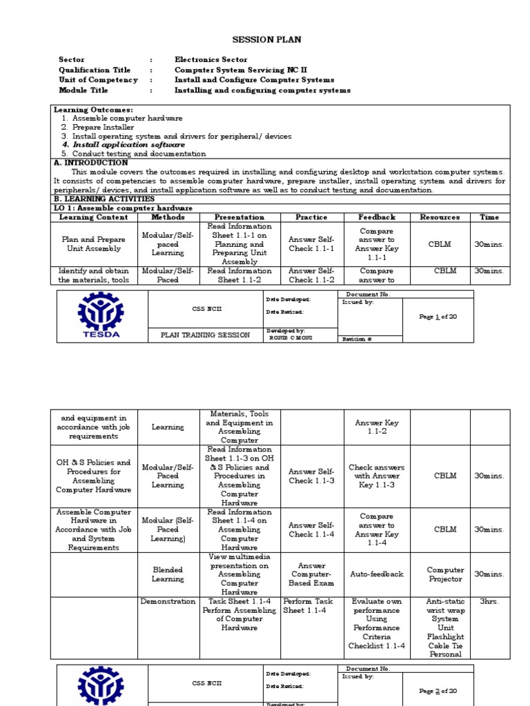 PTS Session Plan Moni TM1 | PDF | Application Software | Device Driver