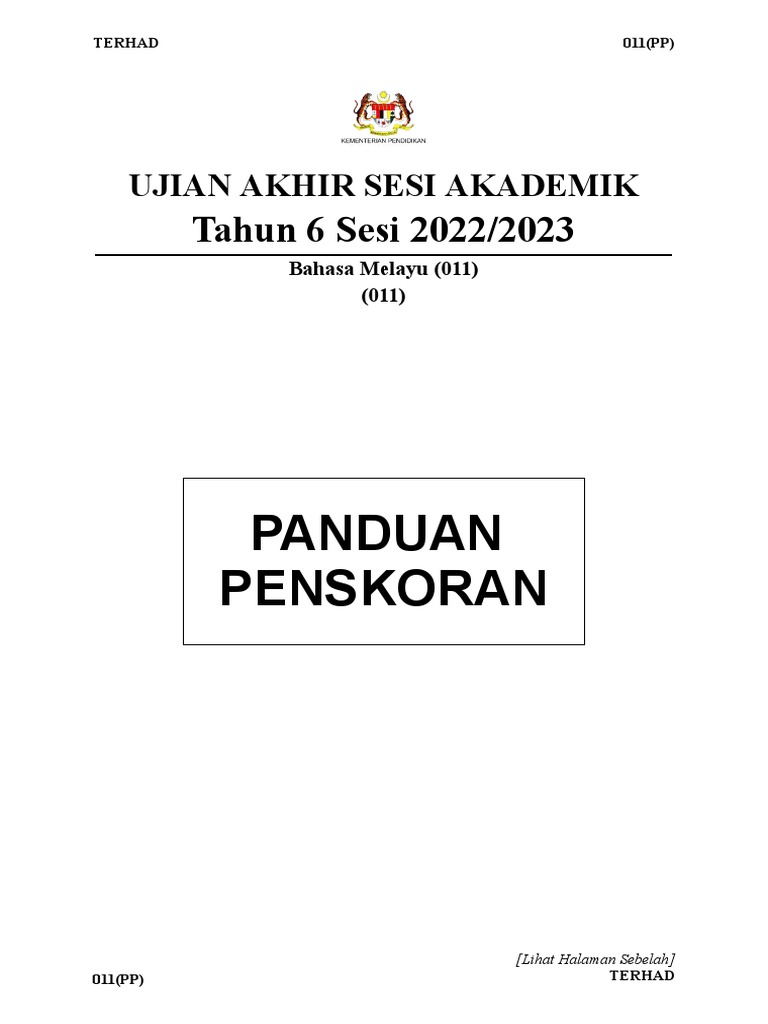 Panduan Skor BM THN 6 2023 | PDF