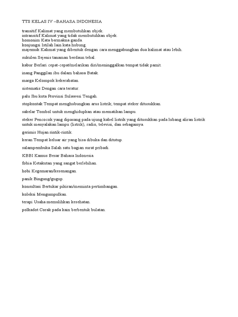 TTS KELAS IV Umum | PDF | Seni & Disiplin Bahasa