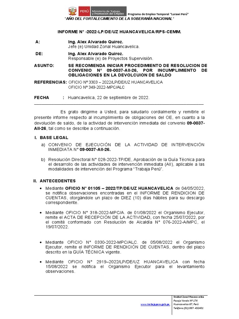 Informe de Devolucion | PDF