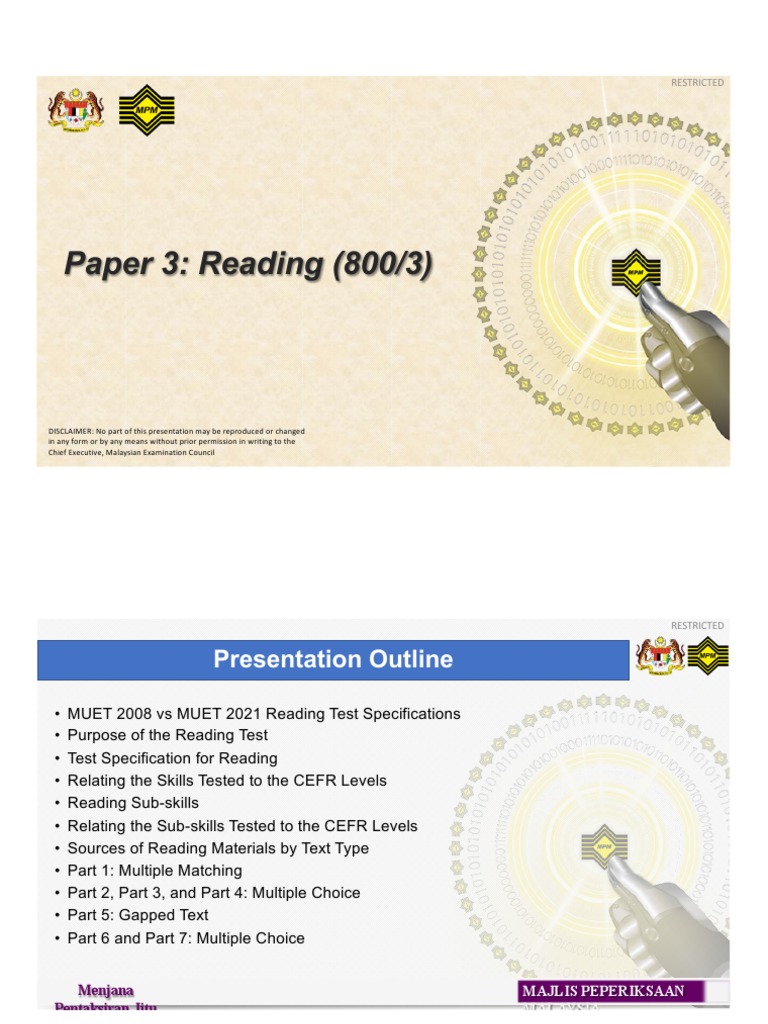 Analysis of the MUET 2021 Reading Test Specifications | PDF | Multiple ...