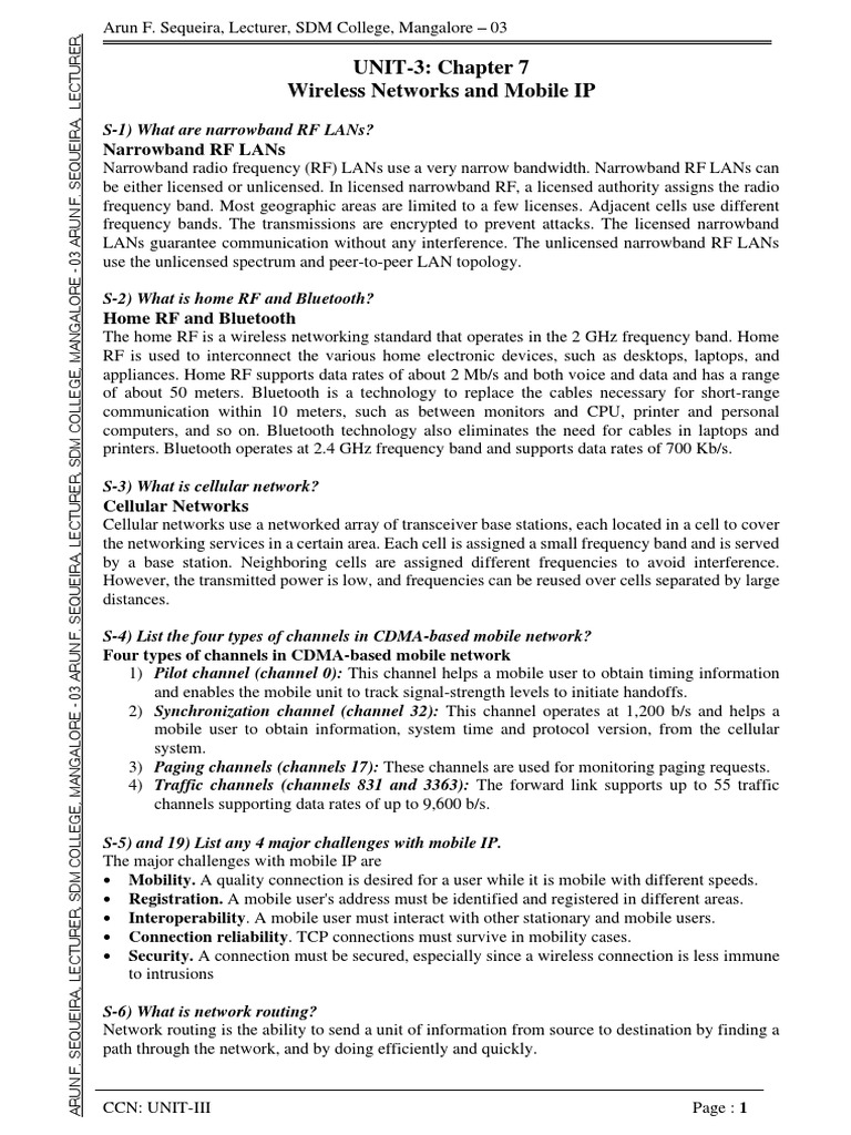 CCN UNIT 3 Question Answers | PDF | Routing | Computer Network