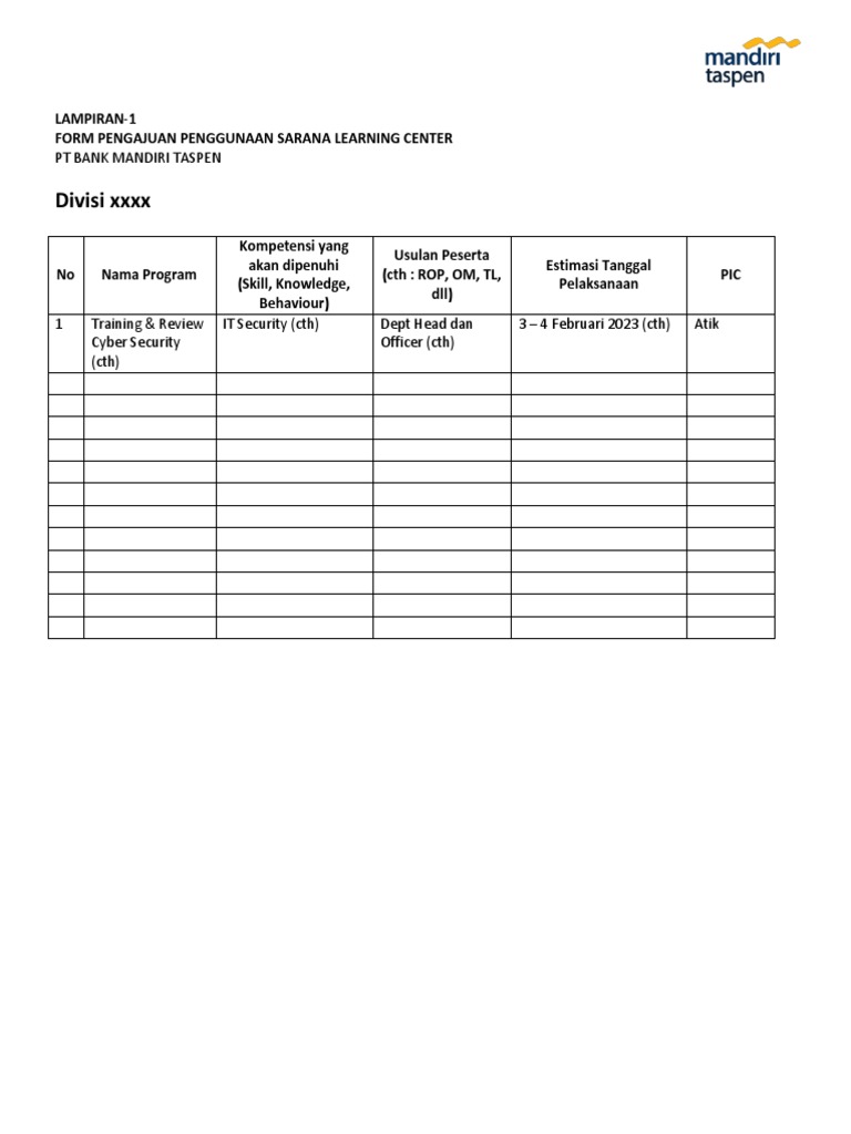 Template Usulan TNA | PDF