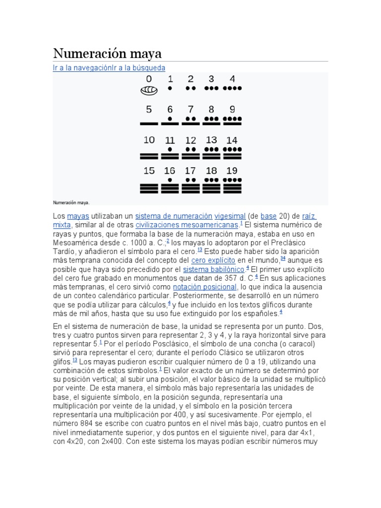 Numeración Maya | PDF | Civilización maya | Notación Matemática