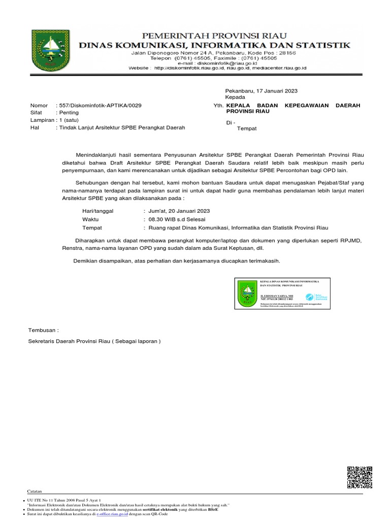 Surat Tindak Lanjut Spbe | PDF