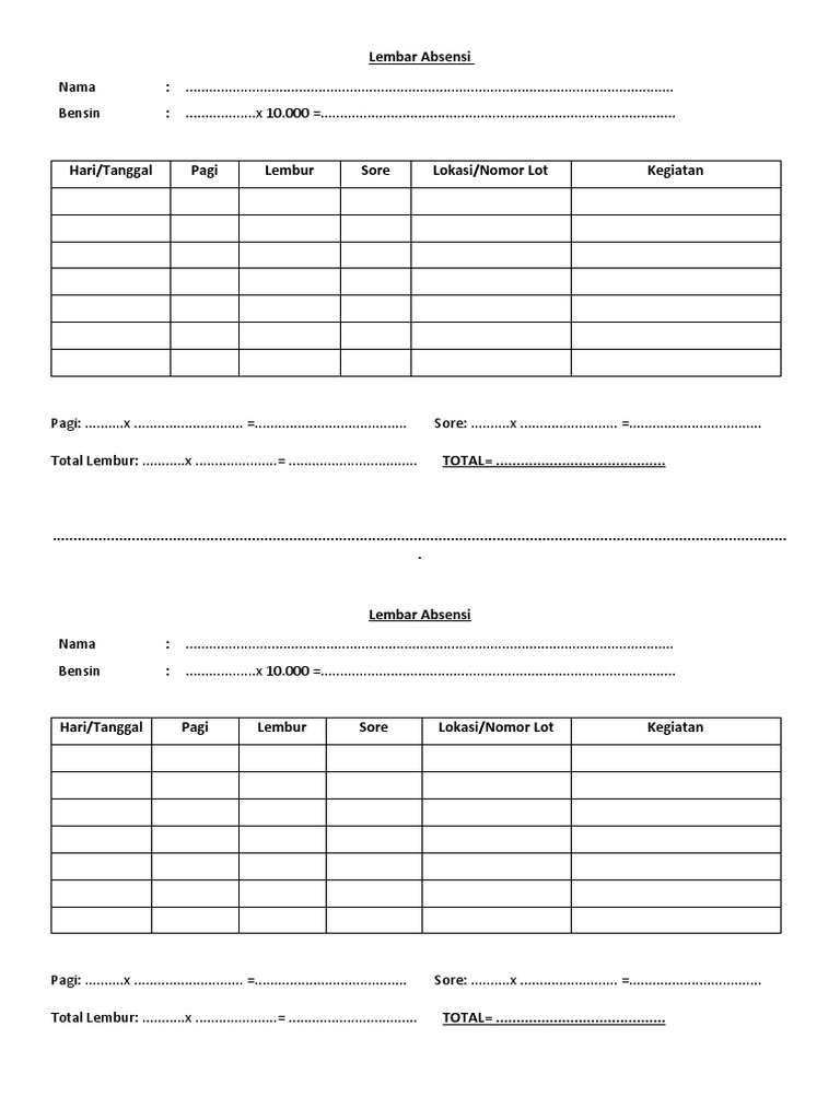 Lembar Absensi Karyawan | PDF