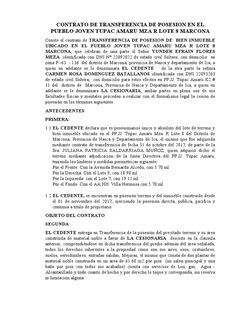 Acontrato de Compra Venta Local Dyxmar 2 | PDF | Propiedad | Derecho y ...