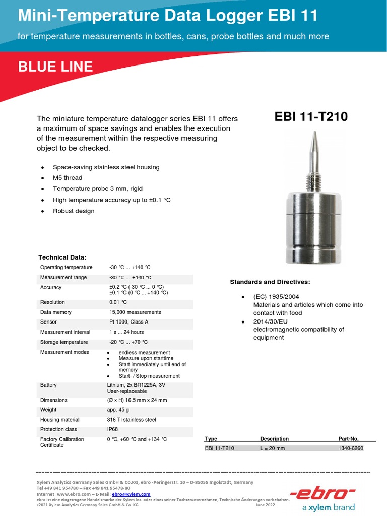 1340-6260 - EBI 11-T210 - Datasheet EN - 2022 | PDF | Metrology