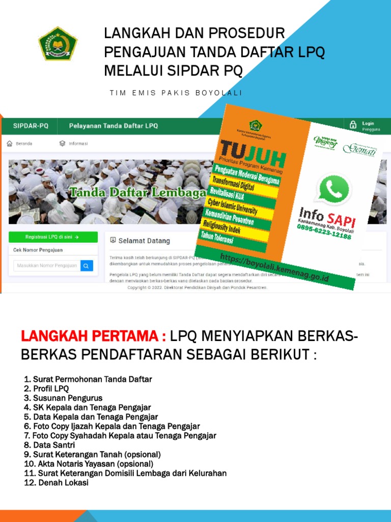 Langkah Dan Prosedur Pengajuan Tanda Daftar LPQ Melalui | PDF