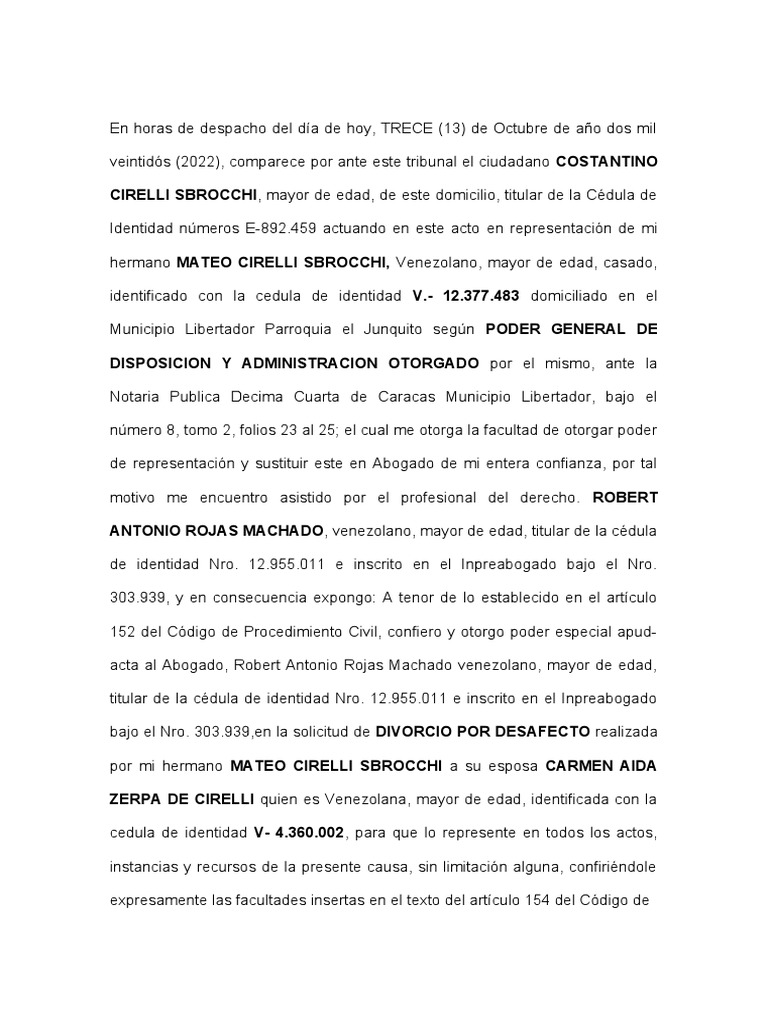 Poder Apud Acta Divorcio | PDF | Derecho