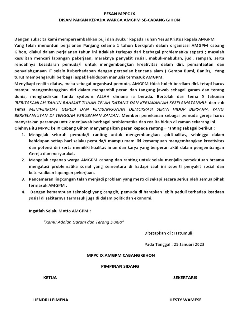 Pesan MPPC Ix | PDF | Ilmu Sosial