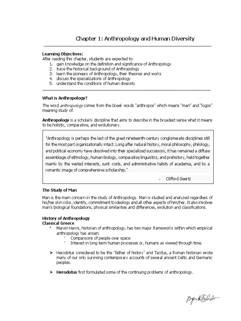 Chapter 1 Anthropology and Human Diversity | PDF | Anthropology ...