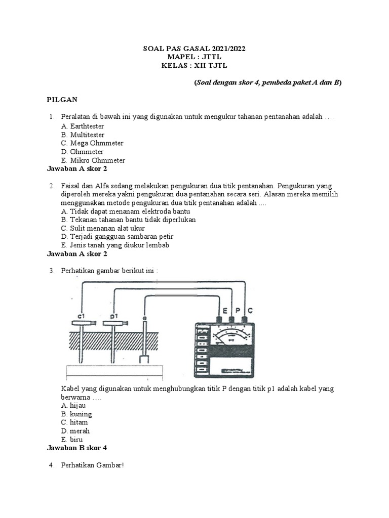 Soal Kelas XII JTTL (B) PAS Gasal 21-22 | PDF | Sains & Matematika