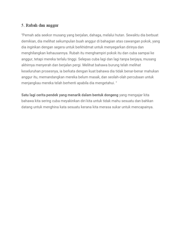 Rubah Dan Anggur | PDF