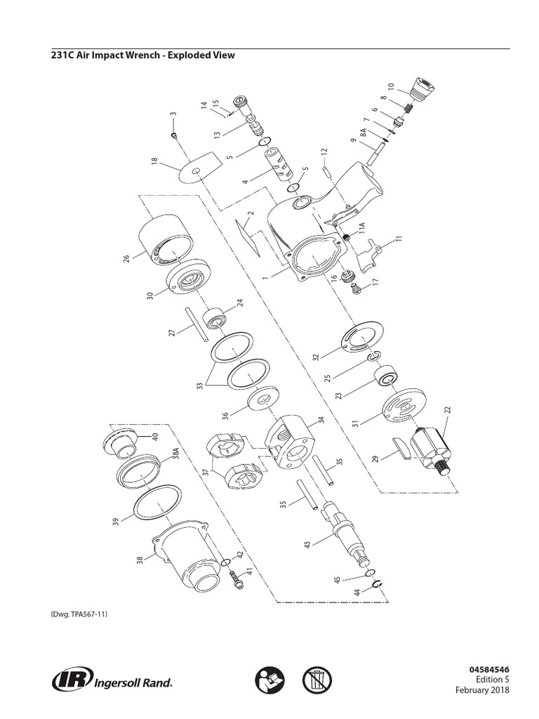 231C Air Impact Wrench - Exploded View: (Dwg. TPA567-11) | PDF | Valve ...