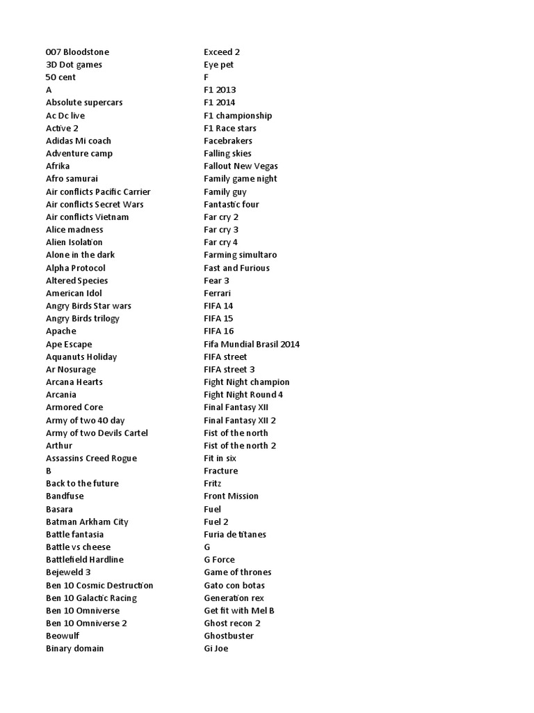 Catalogo Juegos ps3 1 | PDF