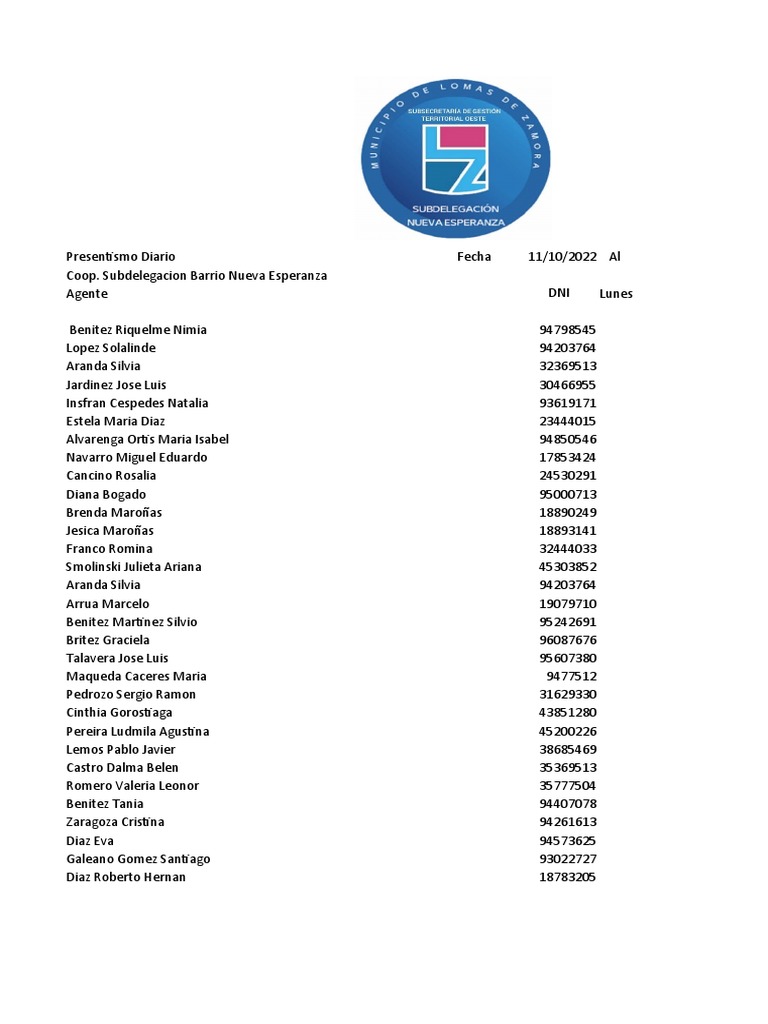 Presentismo Esperanza List | PDF