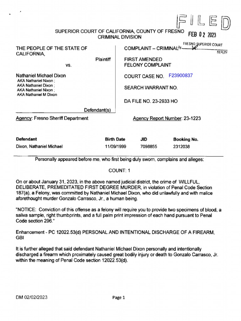 F23900837 (Dixon) - Amended Charging Document Filed | PDF | Murder ...