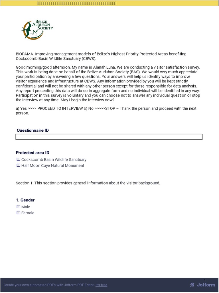 Visitor Satisfaction Survey | PDF