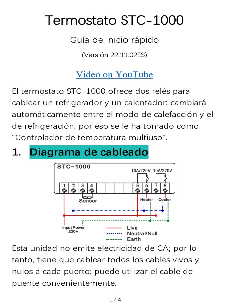 STC 1000 Thermostat User Manual in Spanish | PDF | Termostato | Ingenieria Eléctrica