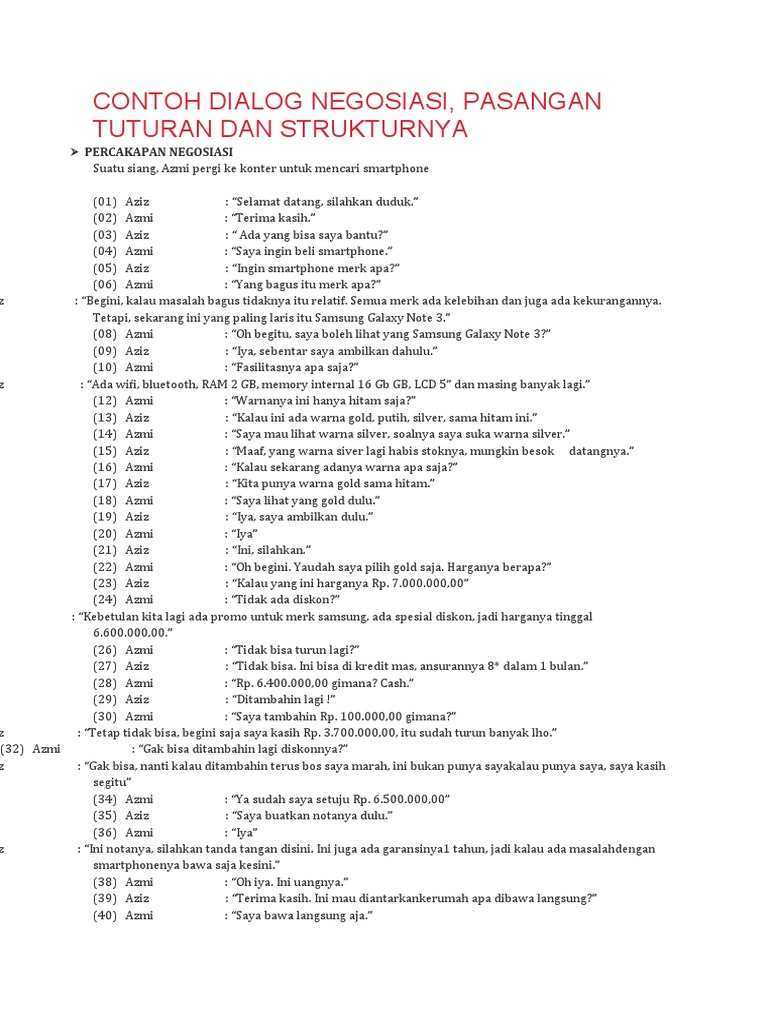 Contoh Dialog Negosiasi | PDF