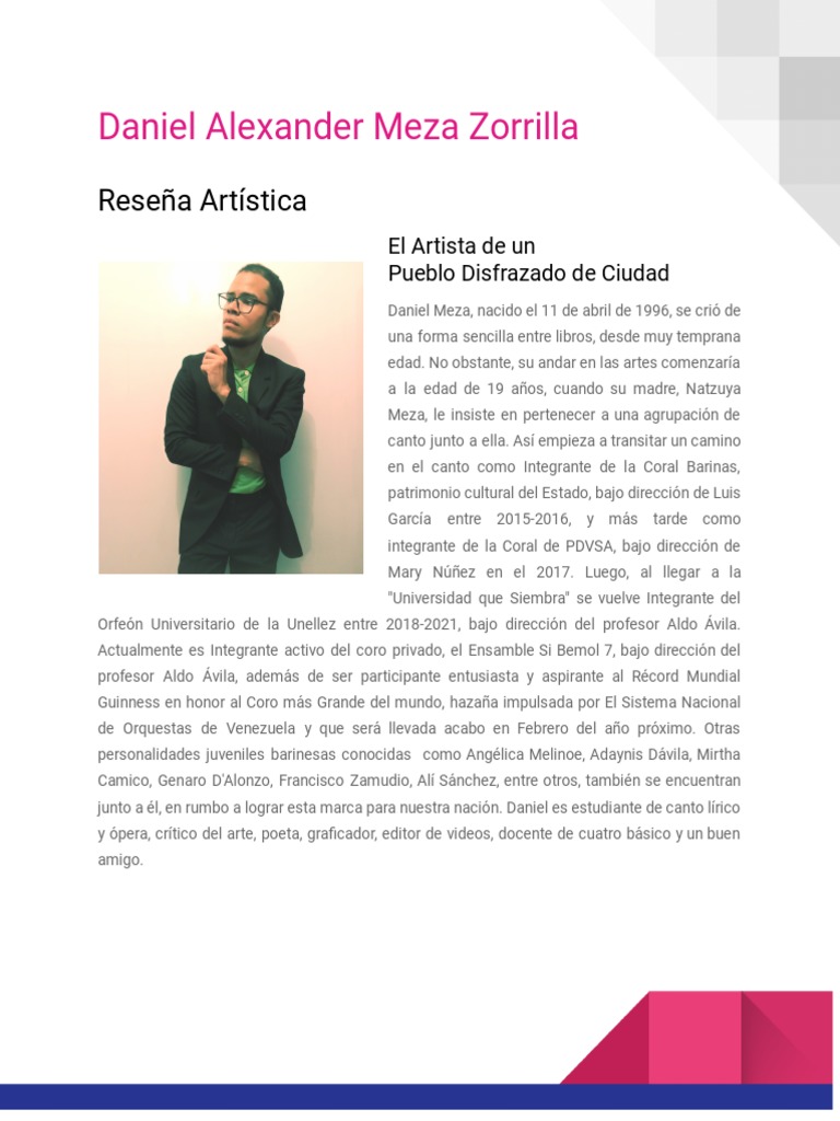 Reseña Artística - Daniel Meza | PDF