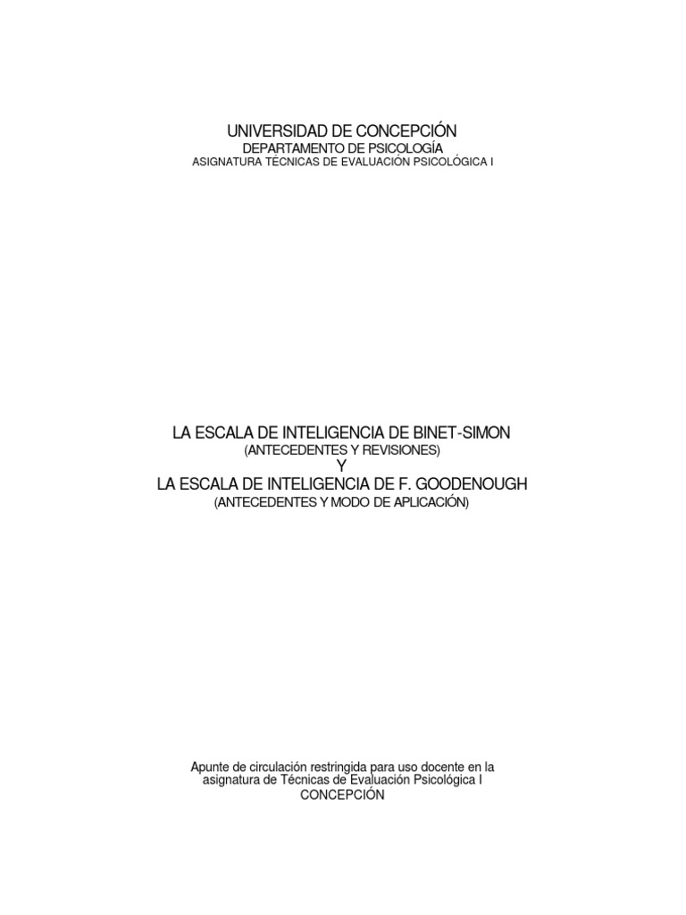 Escala de Inteligencia Binet-Simon: Historia y Revisión | PDF ...