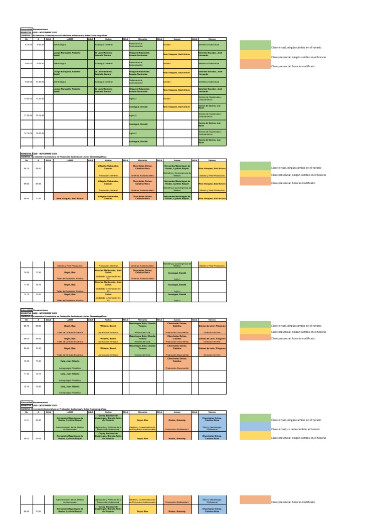 Horarios de Clases Modificado Jul Nov 2022 Depto. Ccs | PDF