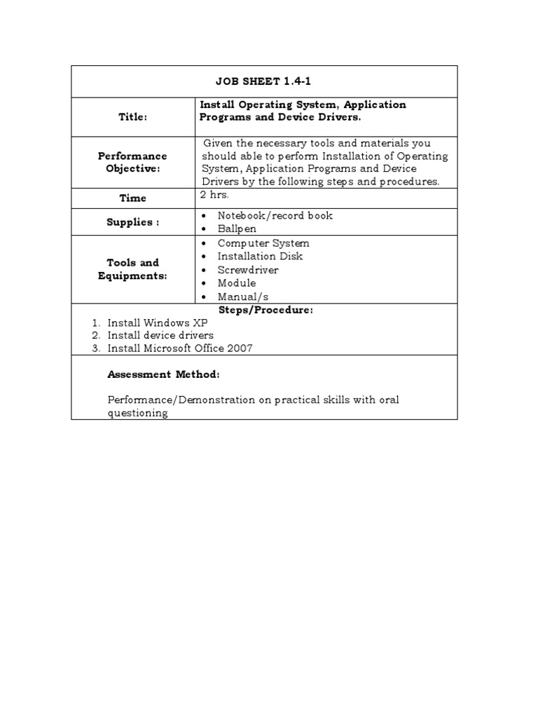 Job Sheet | PDF